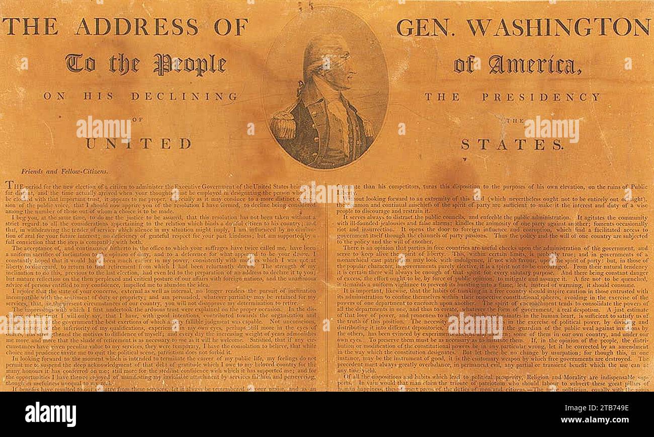 Washington's Farewell Address Stock Photo - Alamy