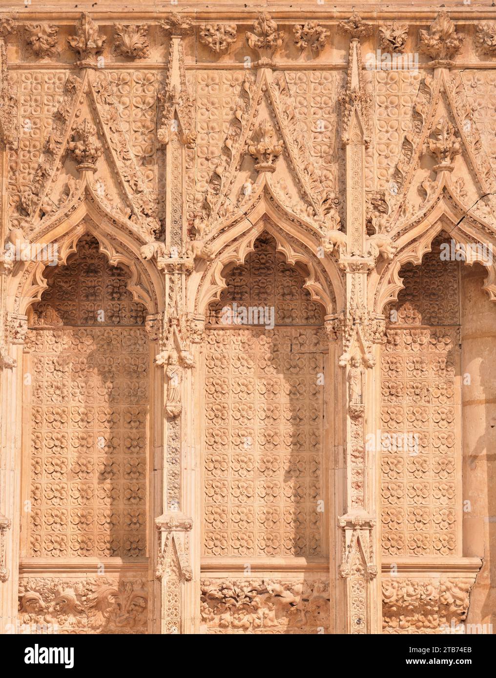 Detail of the ornate rood screen in the medieval cathedral at Lincoln ...
