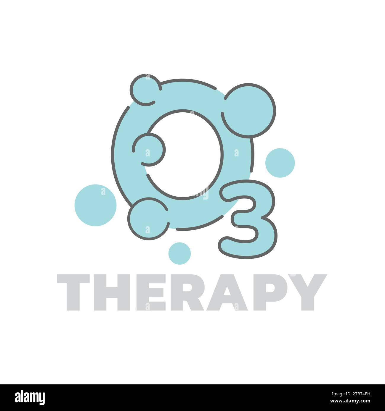 Ozone therapy and treatment vector logo. O3 molecule with bubbles icon ...