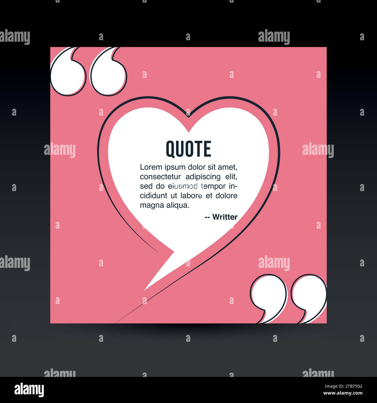 Lovely quote heart frame blank template. Textbox isolated on heart ...