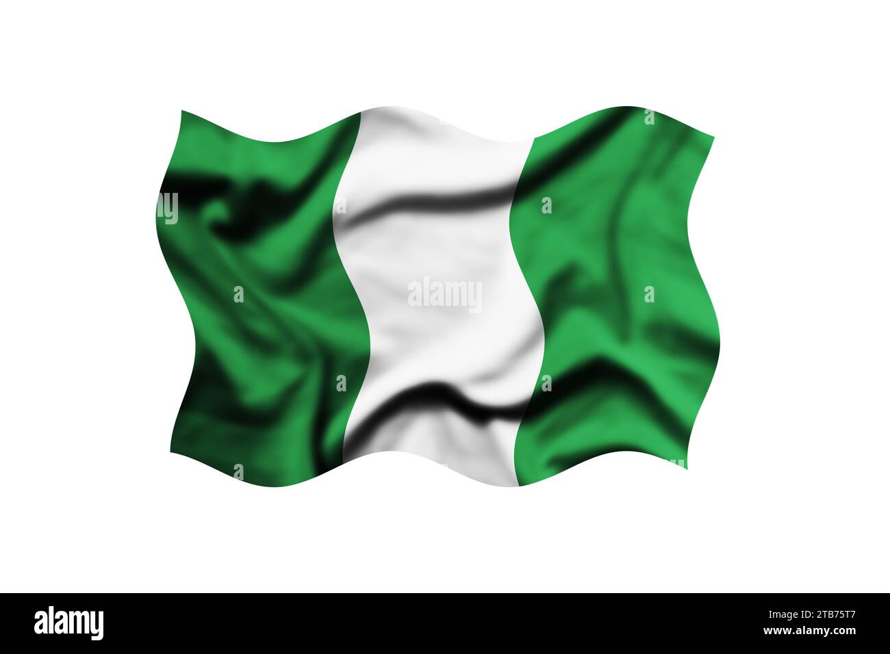 Waving the flag of NIGERIA on a transparent background. 3d rendering ...