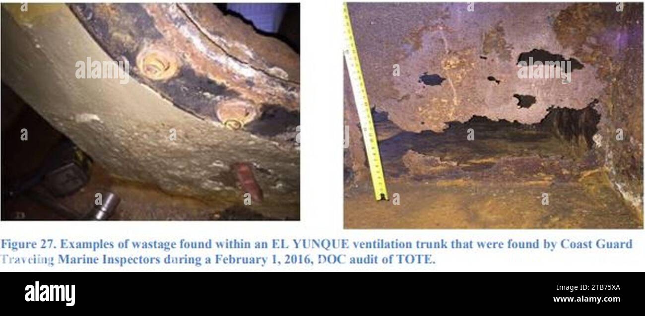 Wastage to Ventilation Trunk El Faro's sister ship SS El Yunque Stock ...