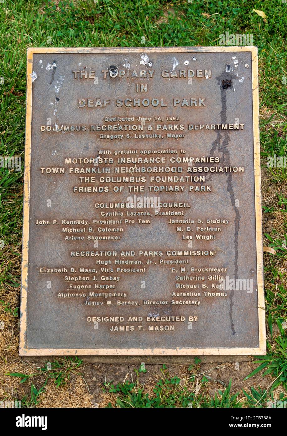 The Topiary Garden (Deaf School Park) in Columbus Ohio Stock Photo - Alamy