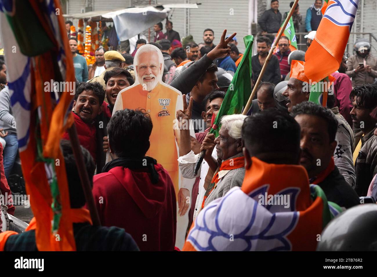BJP workers are celebrating the party's win in the Rajasthan Assembly ...