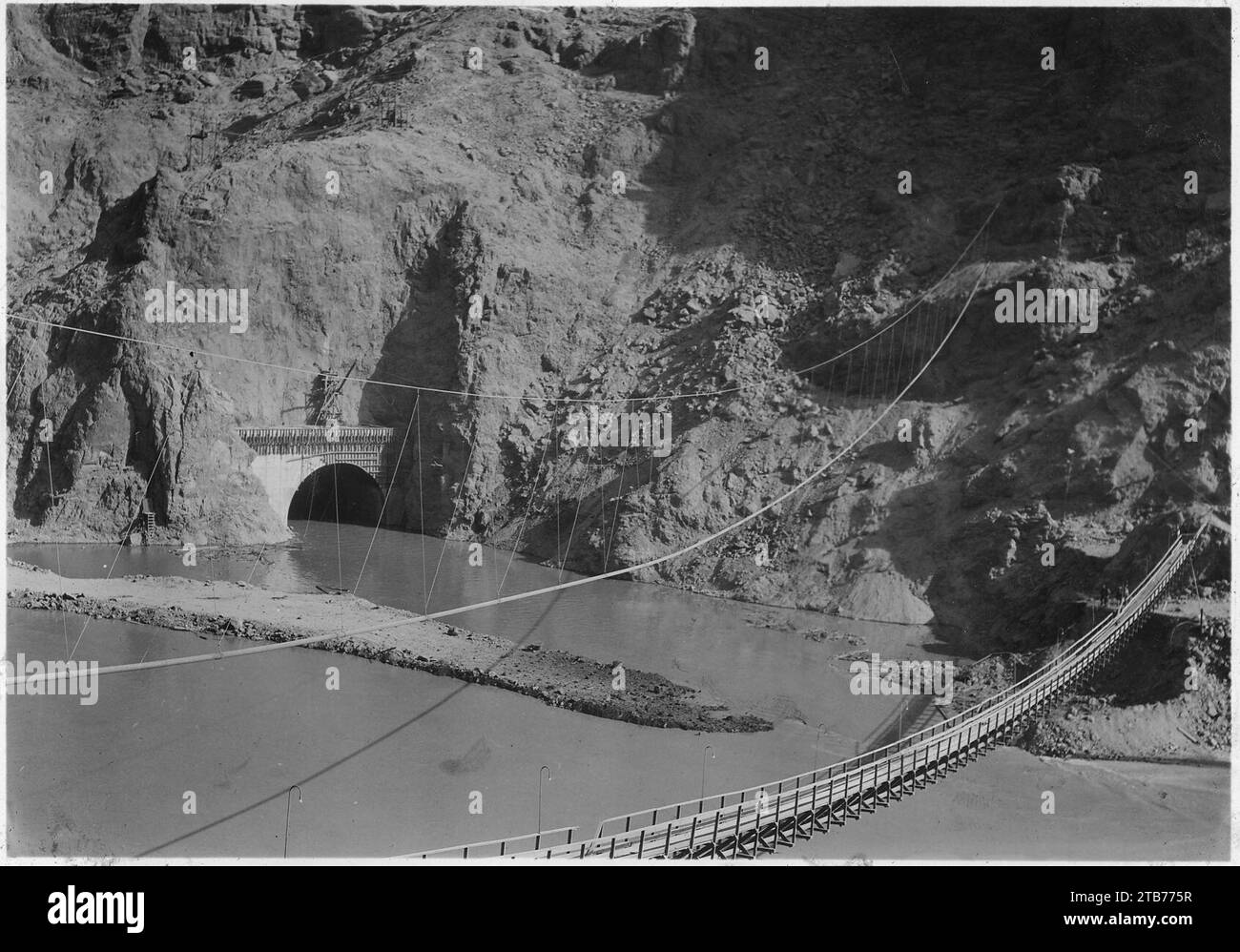 Water flowing into inlet portal of Diversion Tunnel No. 4 about an hour ...