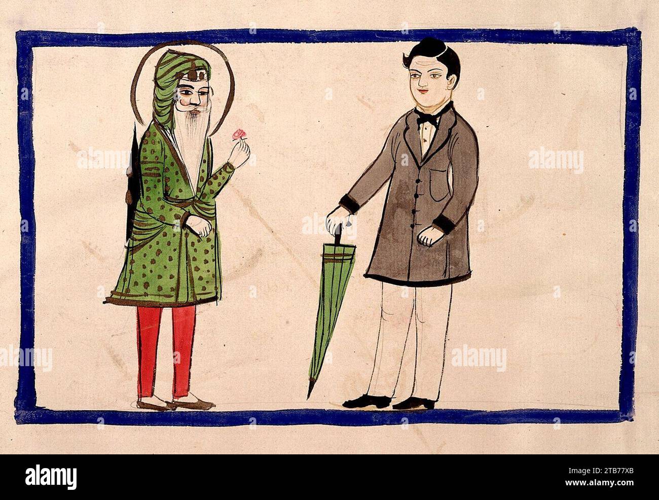 Watercolour painting of Maharaja Ranjit Singh (left) and George Eden ...