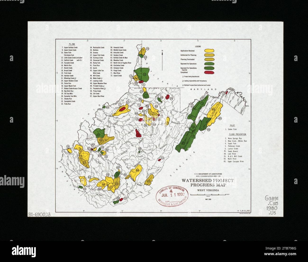 Watershed project progress map, West Virginia Stock Photo - Alamy