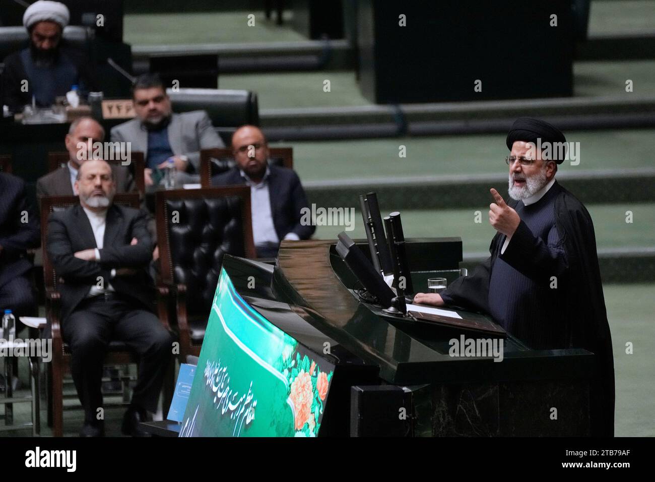 Iranian President Ebrahim Raisi addresses lawmakers on the next year's ...