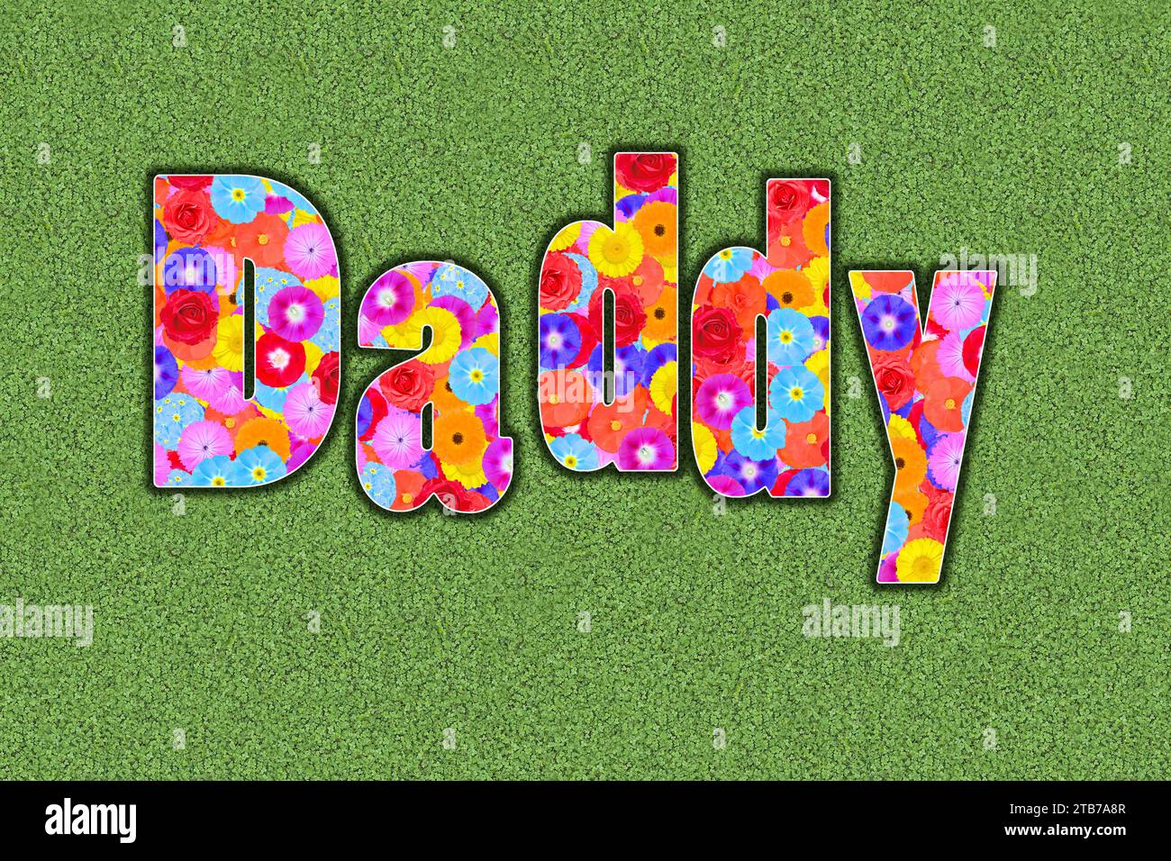 word Daddy written with colorful flowers, graphic design Stock Photo ...