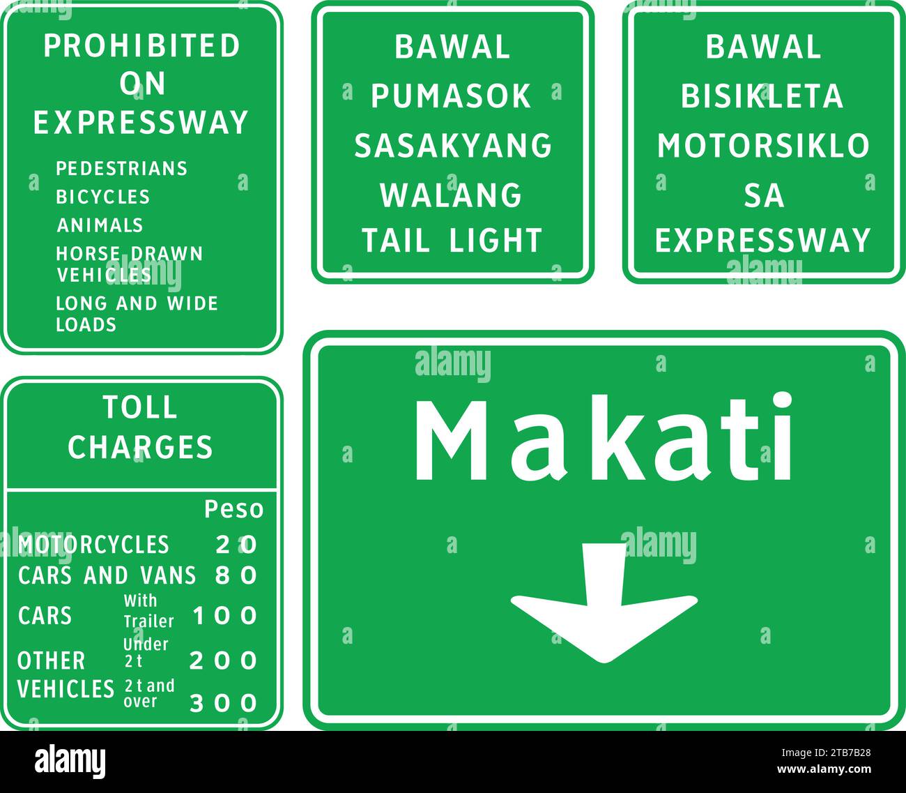 Expressway information signs, Road signs in the Philippines Stock ...