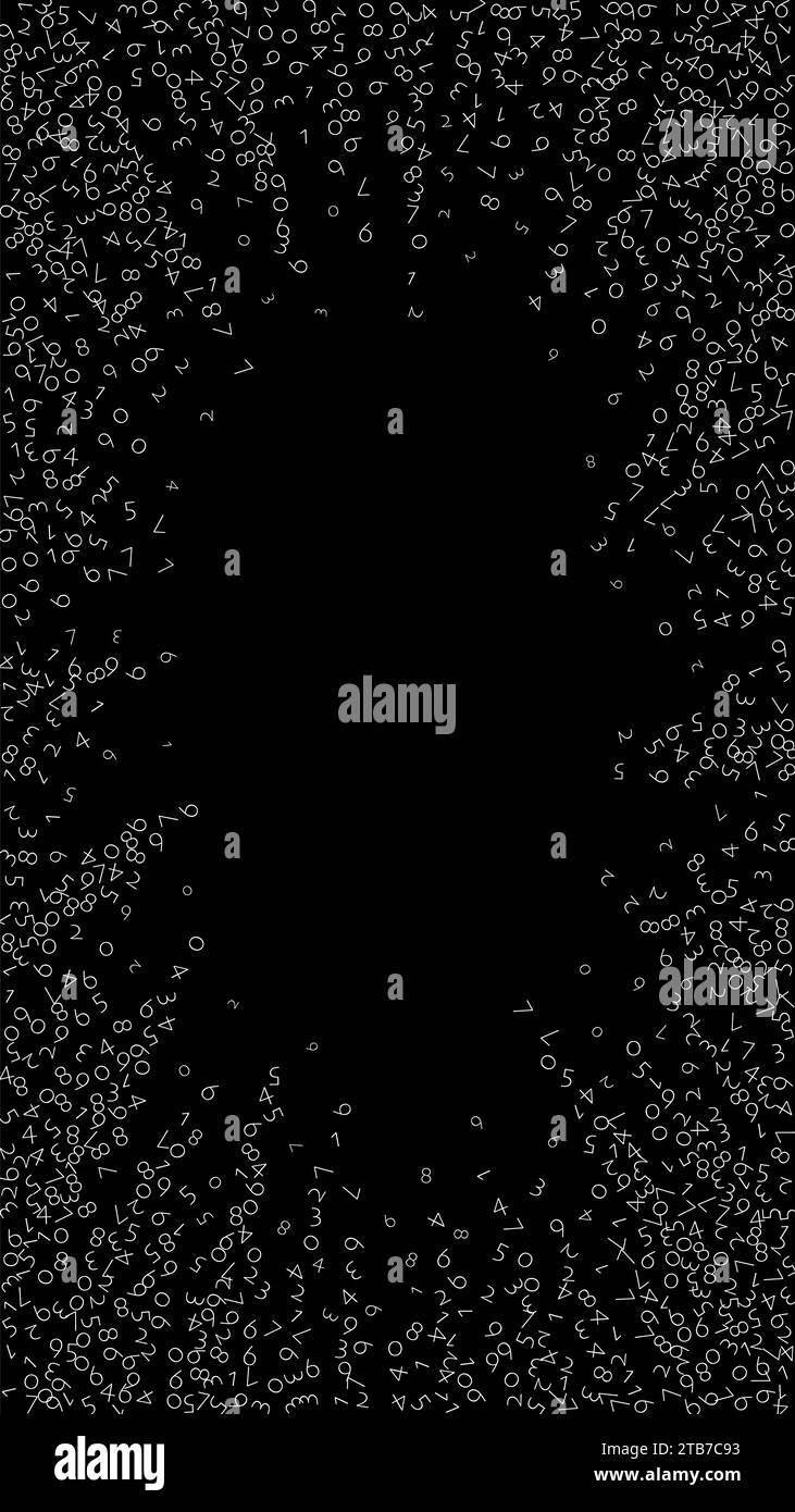 Falling numbers, big data concept. Binary white disorderly flying ...