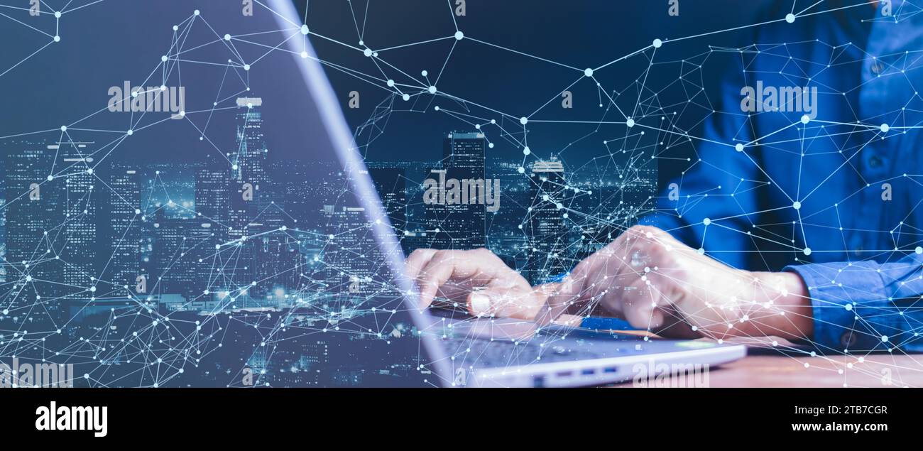 Digital technology, internet network connection, big data, digital ...
