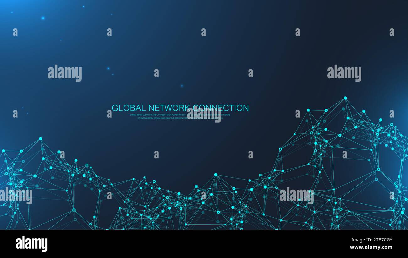 Global network connection banner design template. Header social network ...