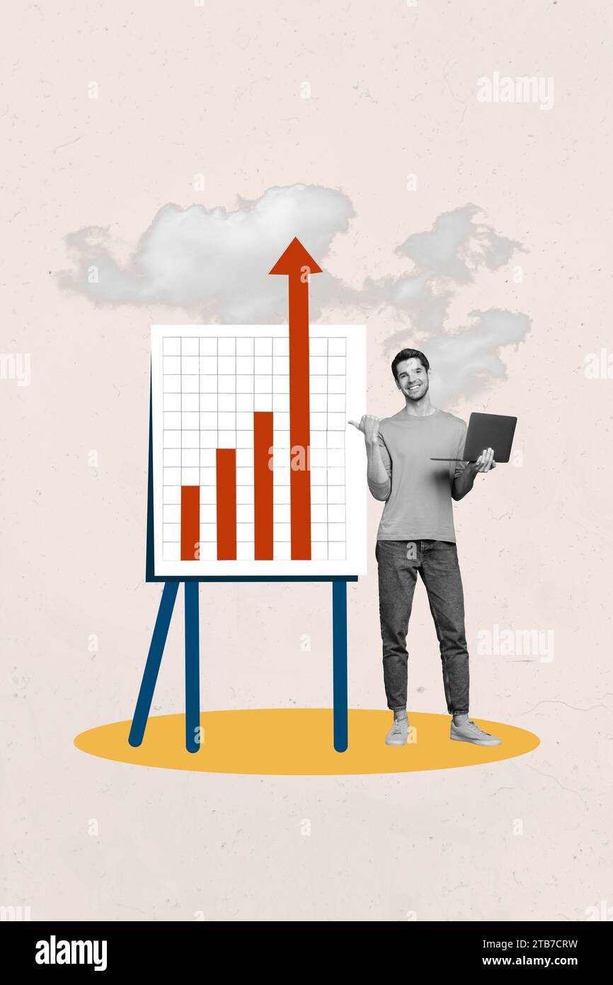 Vertical creative collage image of man business conference point board ...