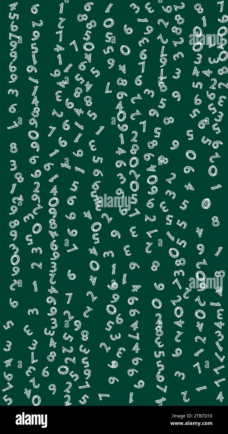 Falling handdrawn chalk numbers. Math study concept with flying digits ...