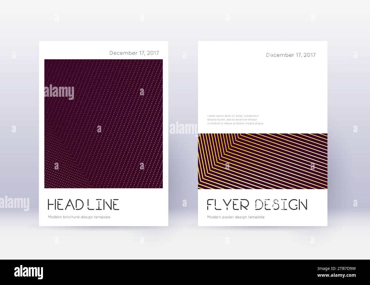 Minimal cover design template set. Gold abstract lines on maroon ...