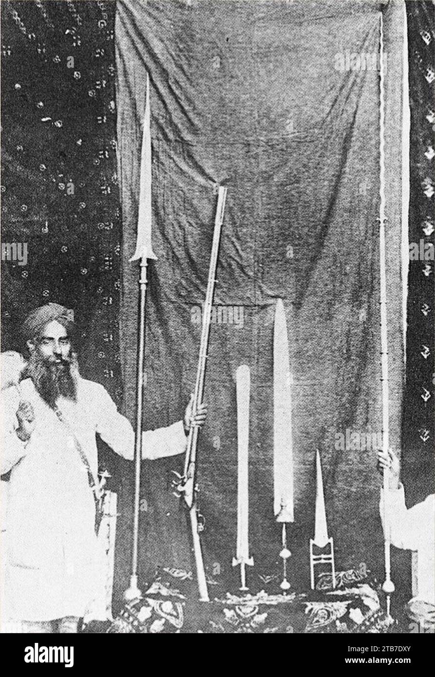 Weapons of Guru Gobind Singh kept at Takht Kesgarh Sahib being ...