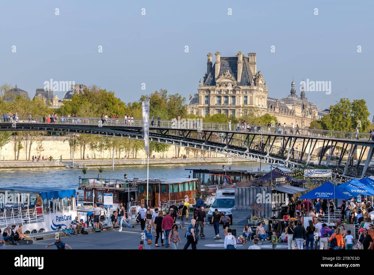 Paris, France - October 8, 2023 : View of a crowded promenade area with ...