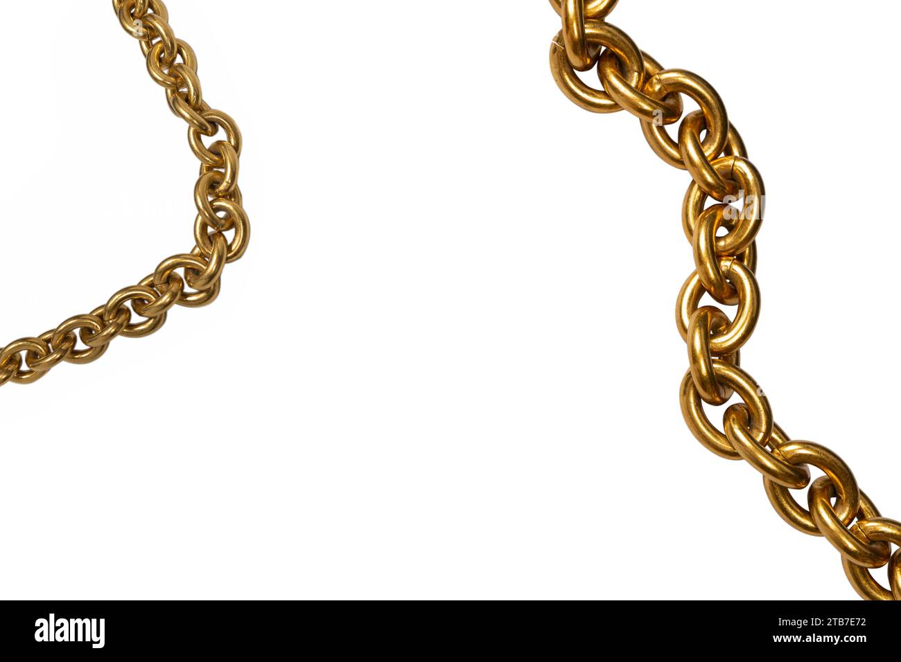 Golden chain isolated on white background. Top view Stock Photo - Alamy