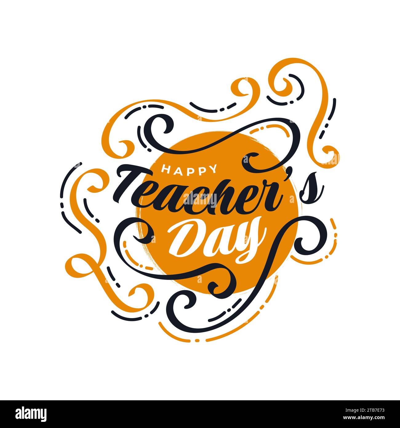 Happy Teachers Day Lettering with Doodle Style. Teachers Day Typography ...