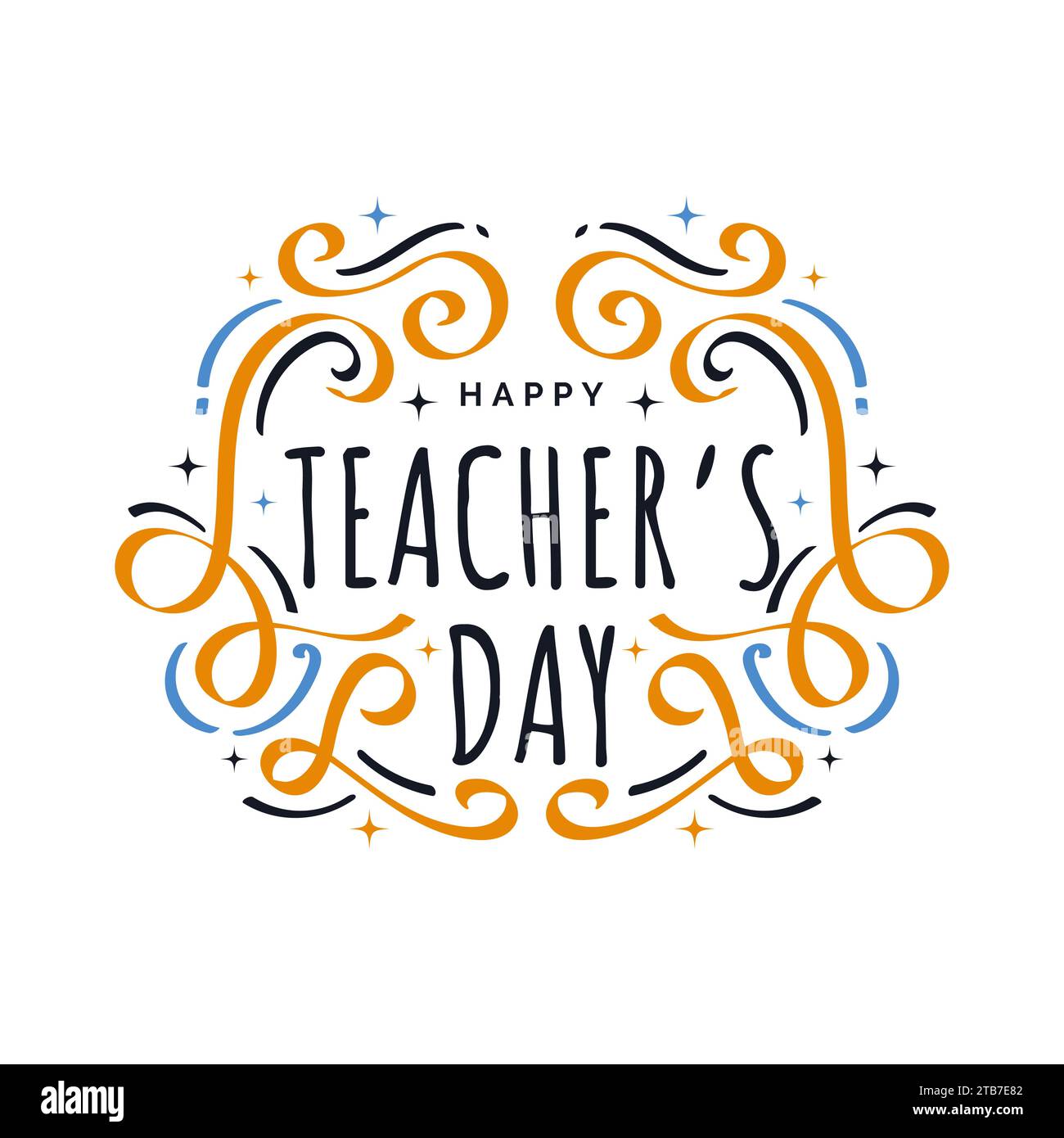 Happy Teachers Day Lettering with Doodle Style. Teachers Day Typography ...