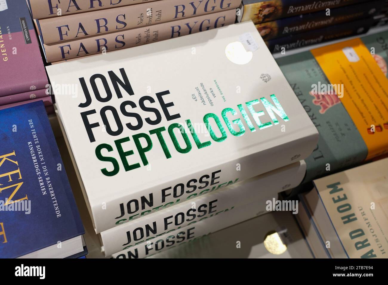 Oslo 20231204.Books by Jon Fosse in a Norwegian bookstore. Photo: Terje ...