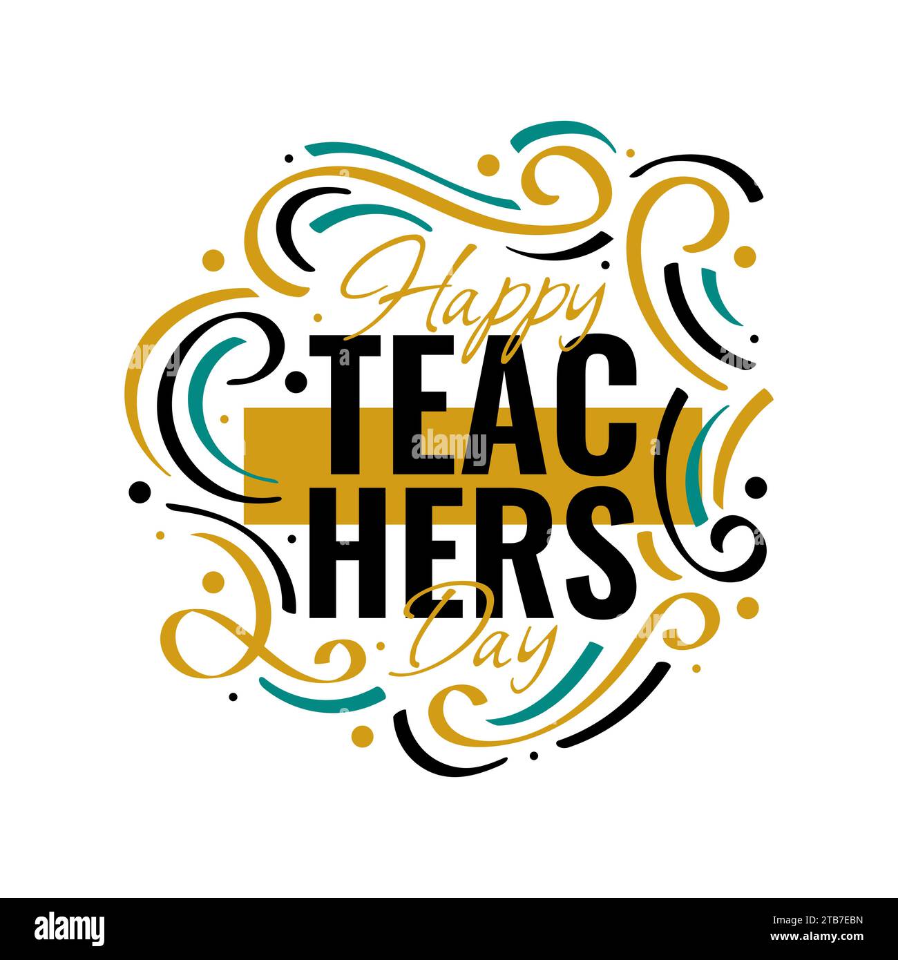 Happy Teachers Day Lettering with Doodle Element. Teachers Day ...