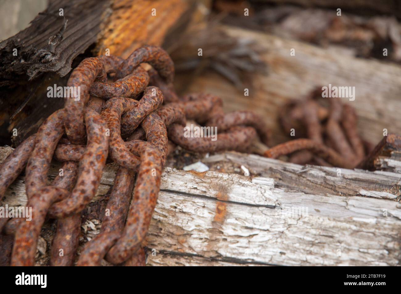 Rusted chains and weathered textures Stock Photo - Alamy