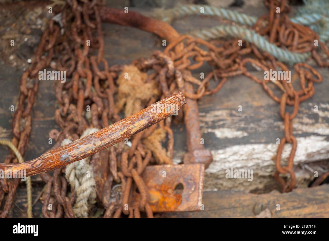 Rusted chains and weathered textures Stock Photo - Alamy