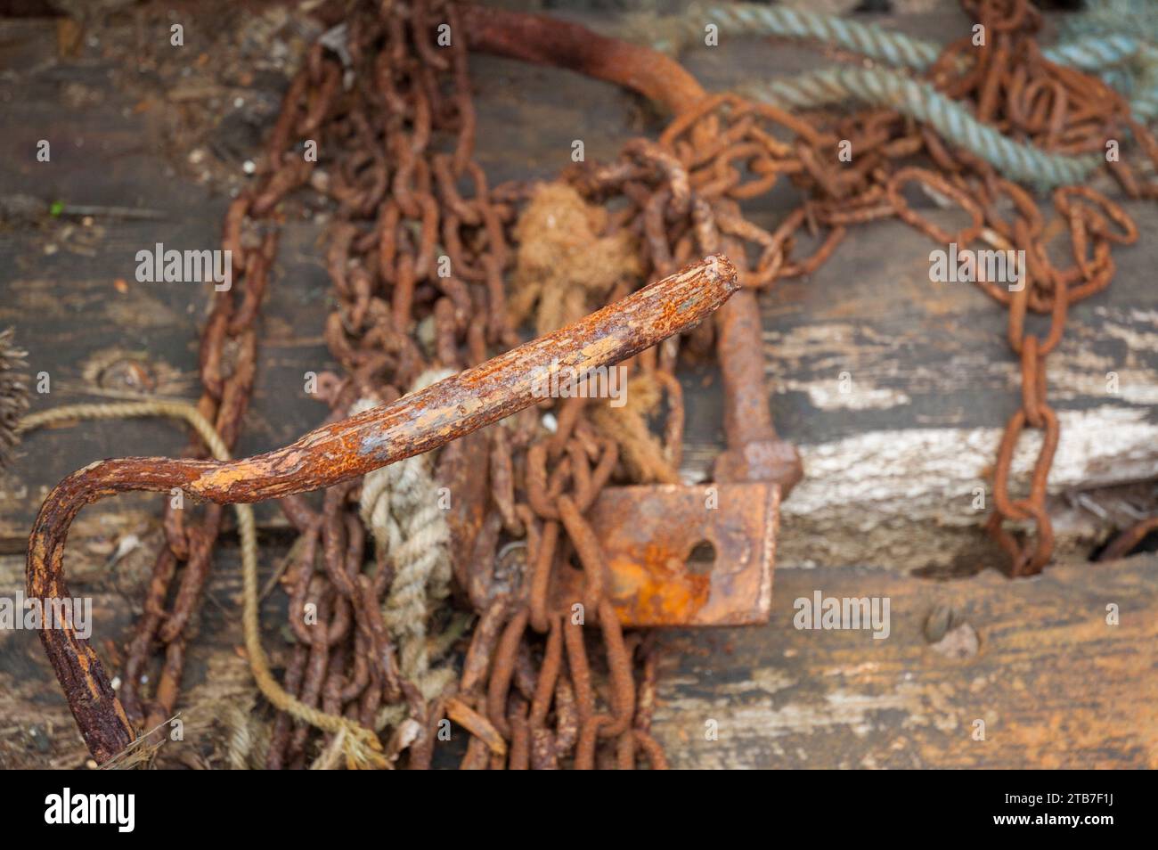 Rusted chains and weathered textures Stock Photo - Alamy