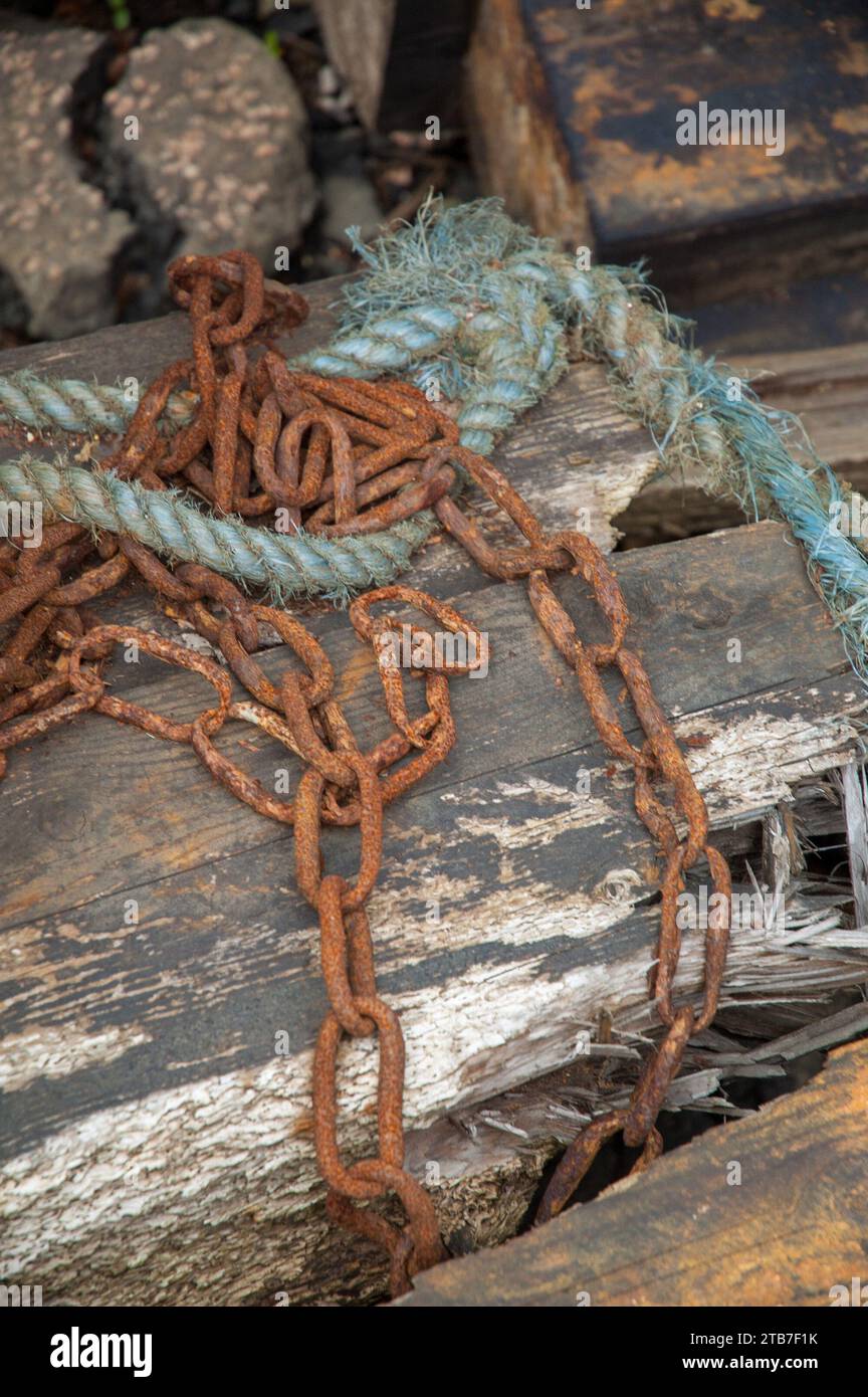 Rusted chains and weathered textures Stock Photo - Alamy