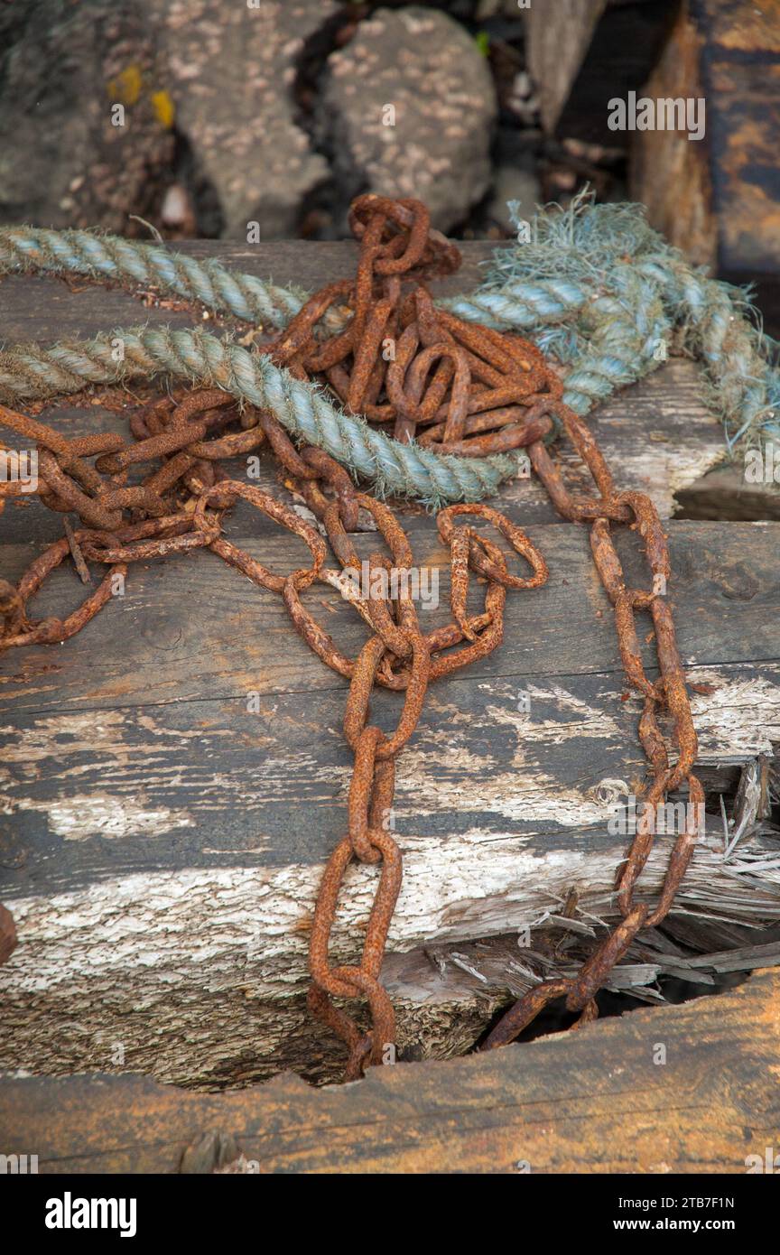 Rusted chains and weathered textures Stock Photo - Alamy