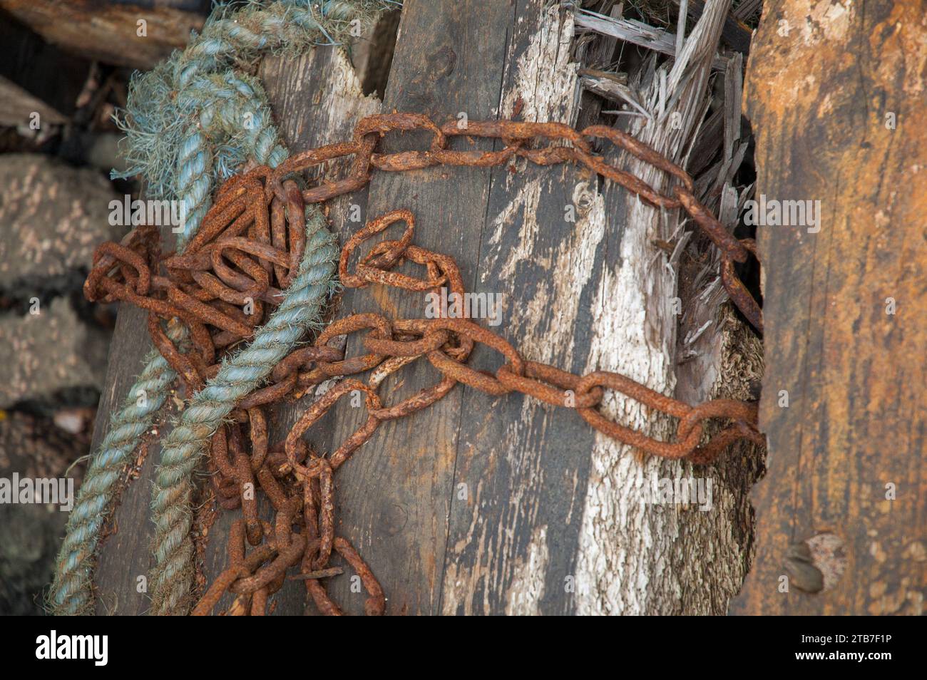 Rusted chains and weathered textures Stock Photo - Alamy