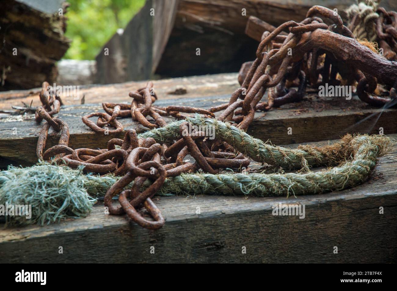 Rusted chains and weathered textures Stock Photo - Alamy