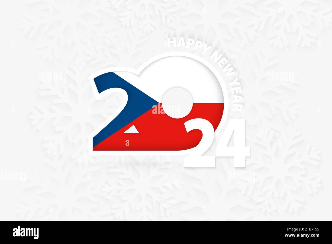 New Year 2024 for Czech Republic on snowflake background. Greeting Czech Republic with new 2024 ...