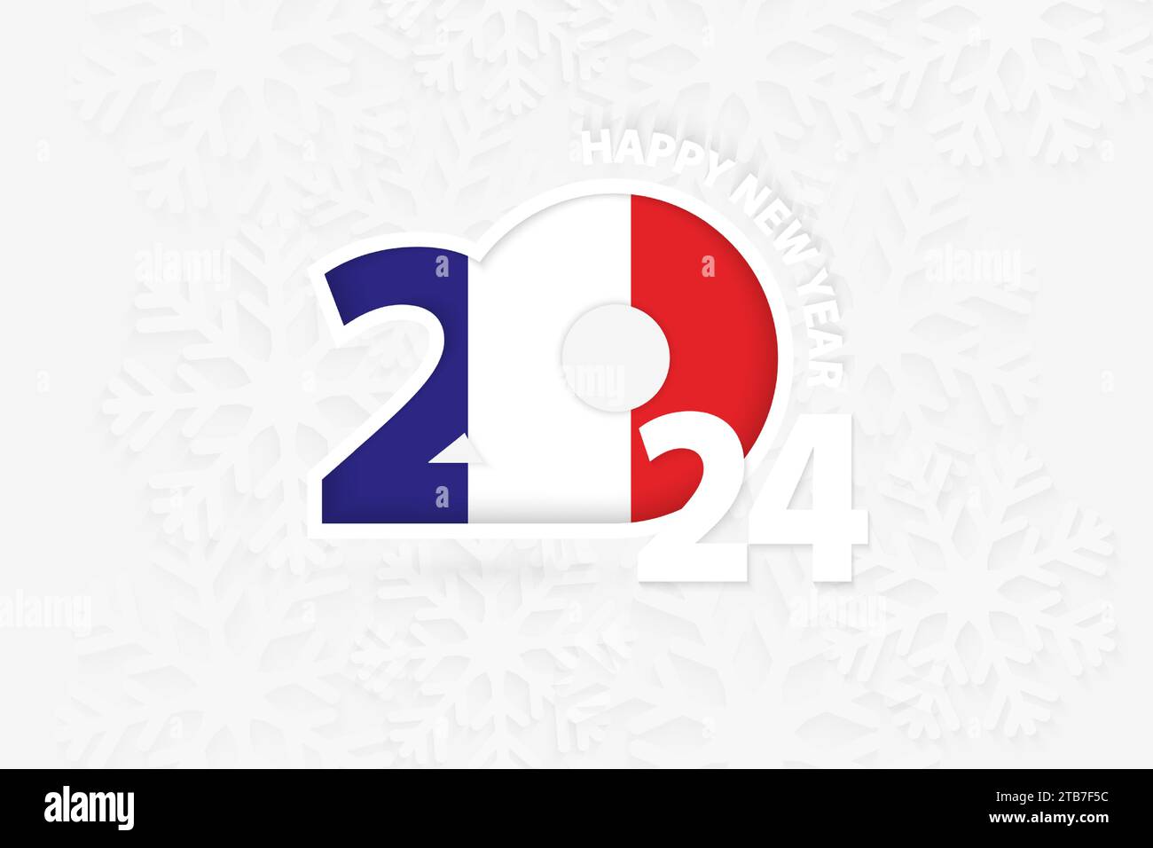 New Year 2024 for France on snowflake background. Greeting France with ...