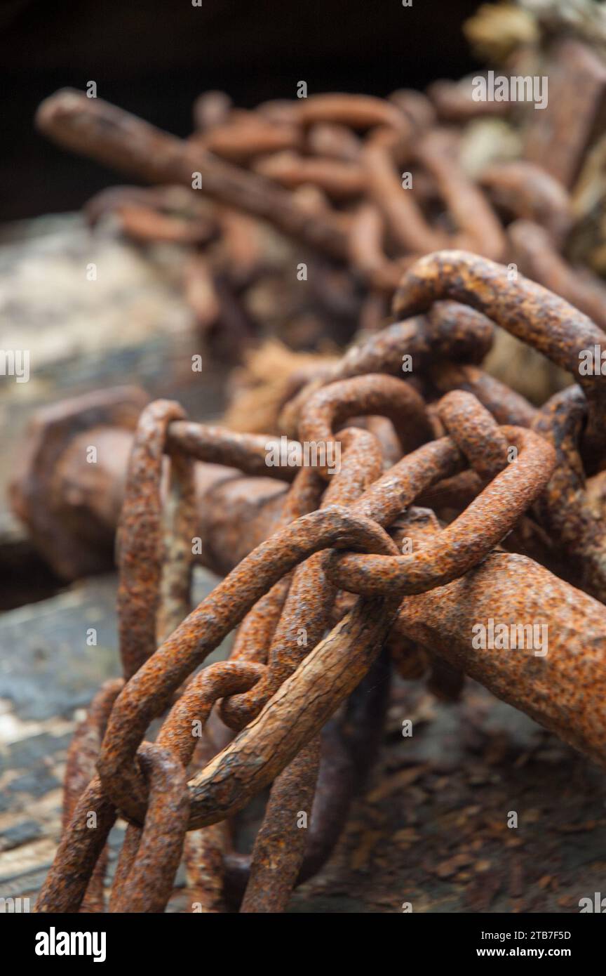 Rusted chains and weathered textures Stock Photo - Alamy