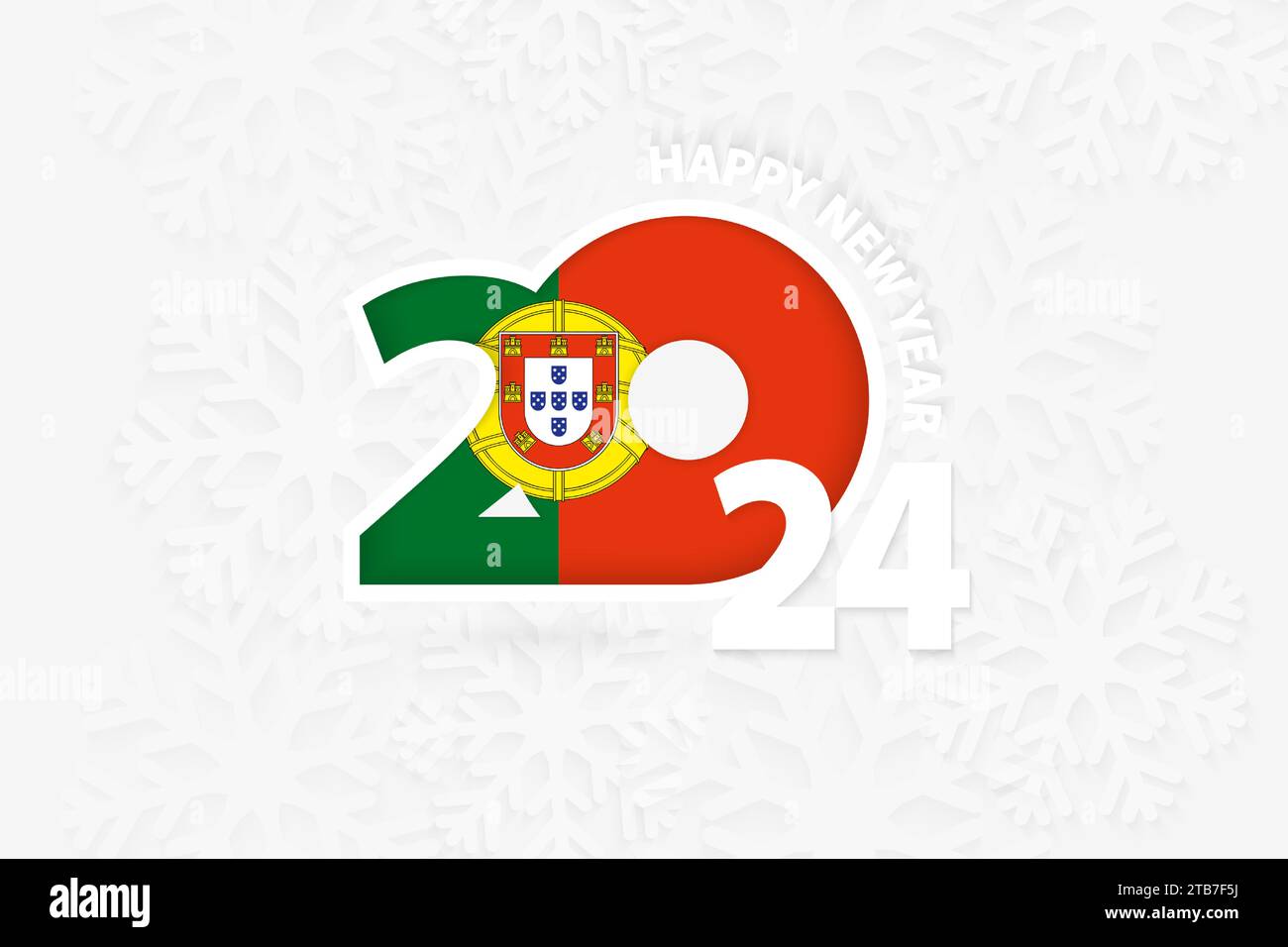 New Year 2024 for Portugal on snowflake background. Greeting Portugal ...