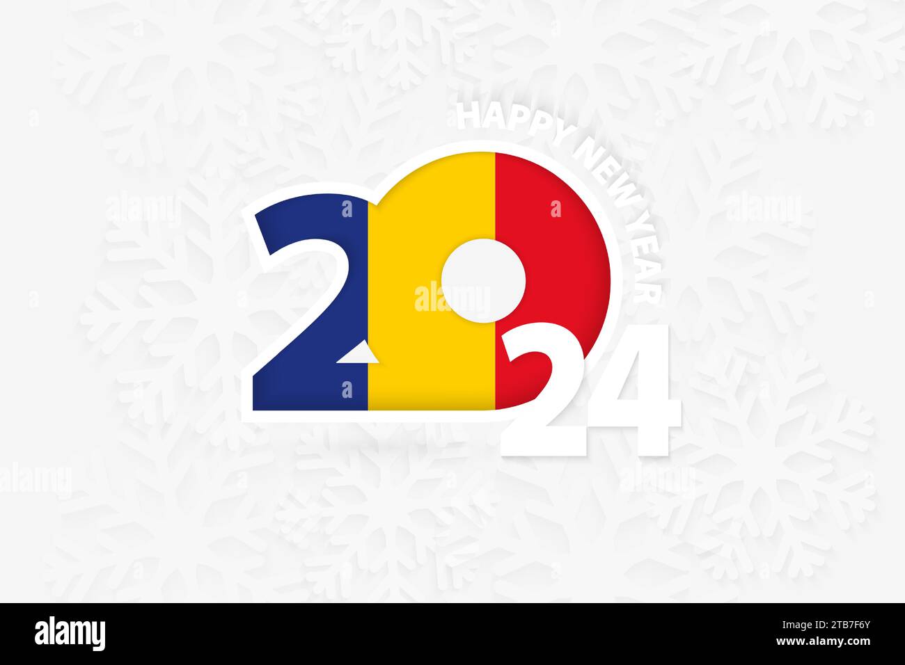 New Year 2024 for Romania on snowflake background. Greeting Romania ...