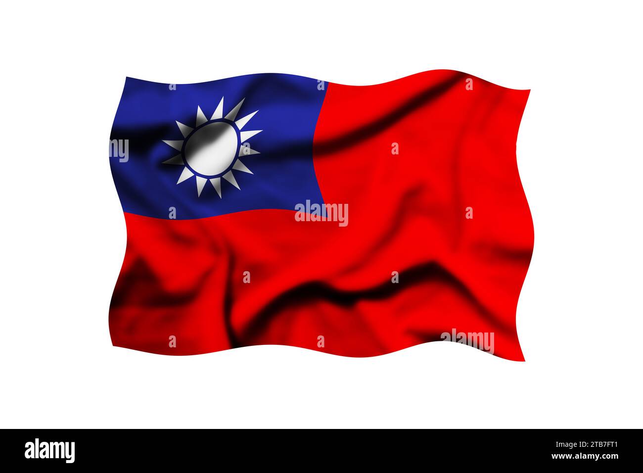 Waving flag of Taiwan isolated on transparent, 3d rendering. Clipping ...