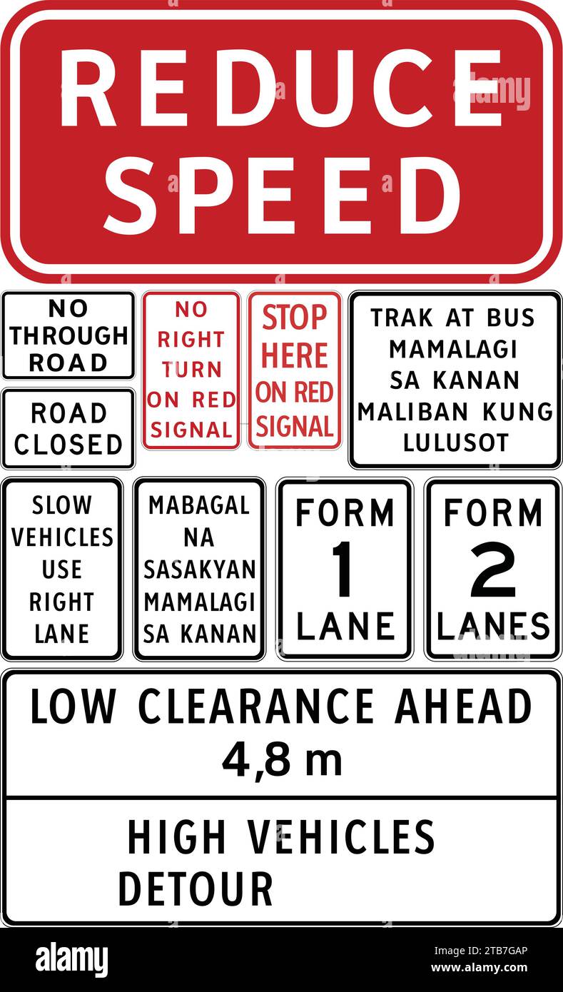 Movement instruction signs, Road signs in the Philippines Stock Vector ...