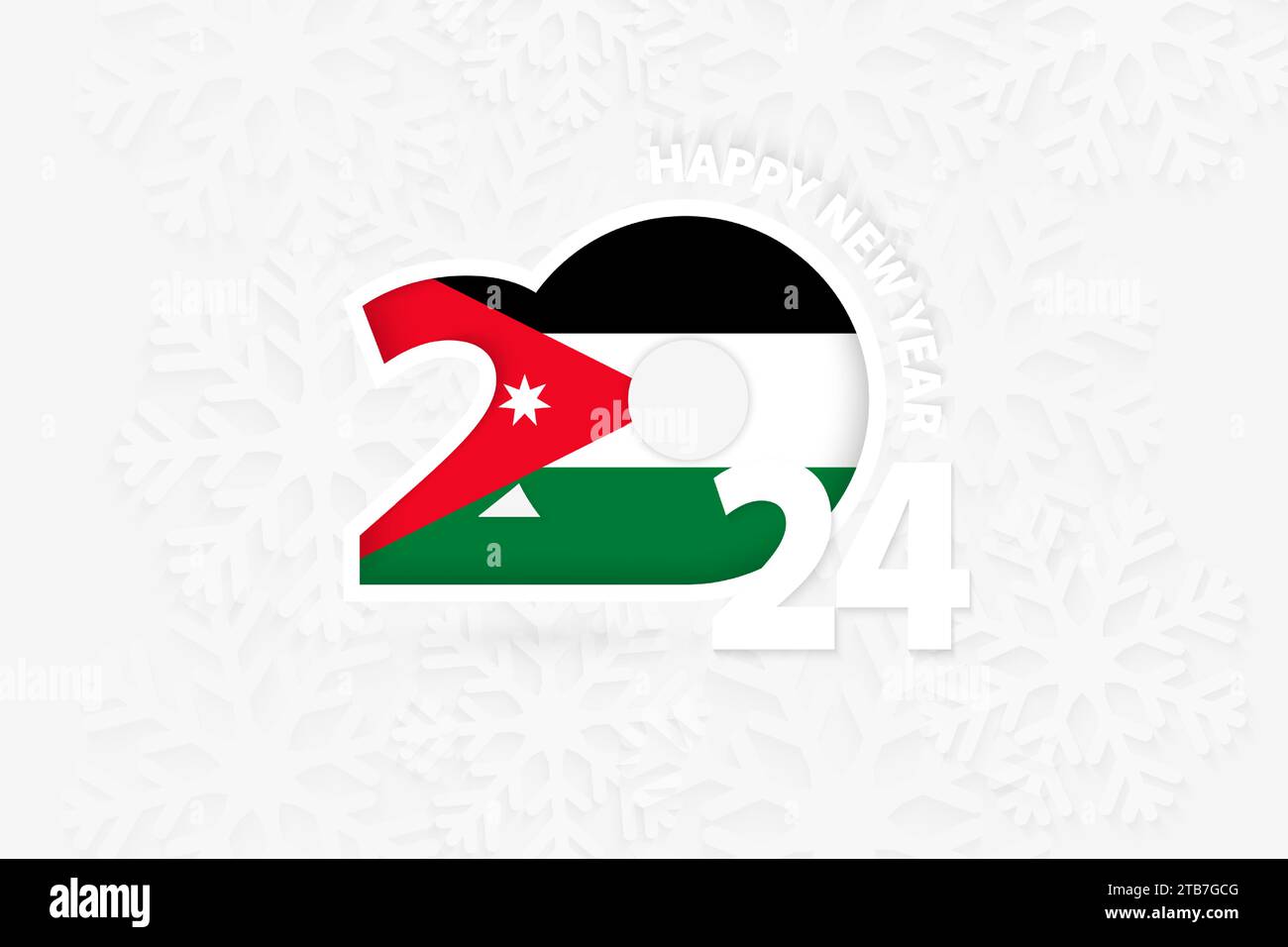 New Year 2024 for Jordan on snowflake background. Greeting Jordan with ...