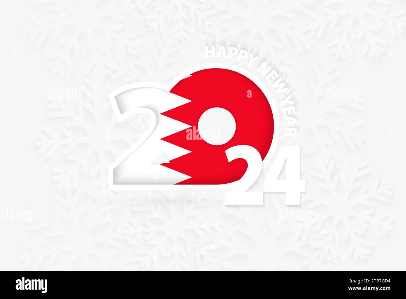 New Year 2024 for Bahrain on snowflake background. Greeting Bahrain ...