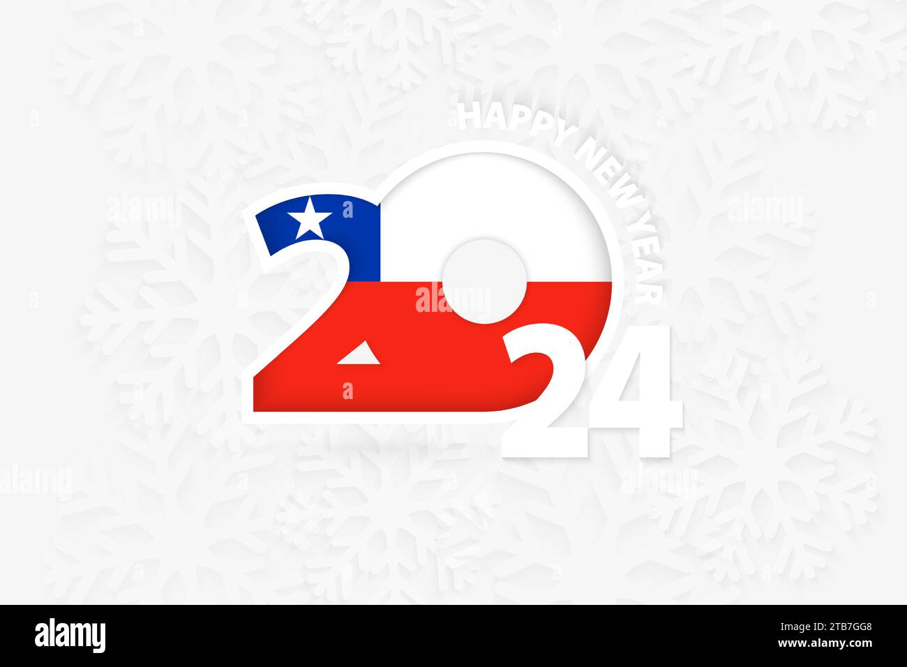 New Year 2024 for Chile on snowflake background. Greeting Chile with ...