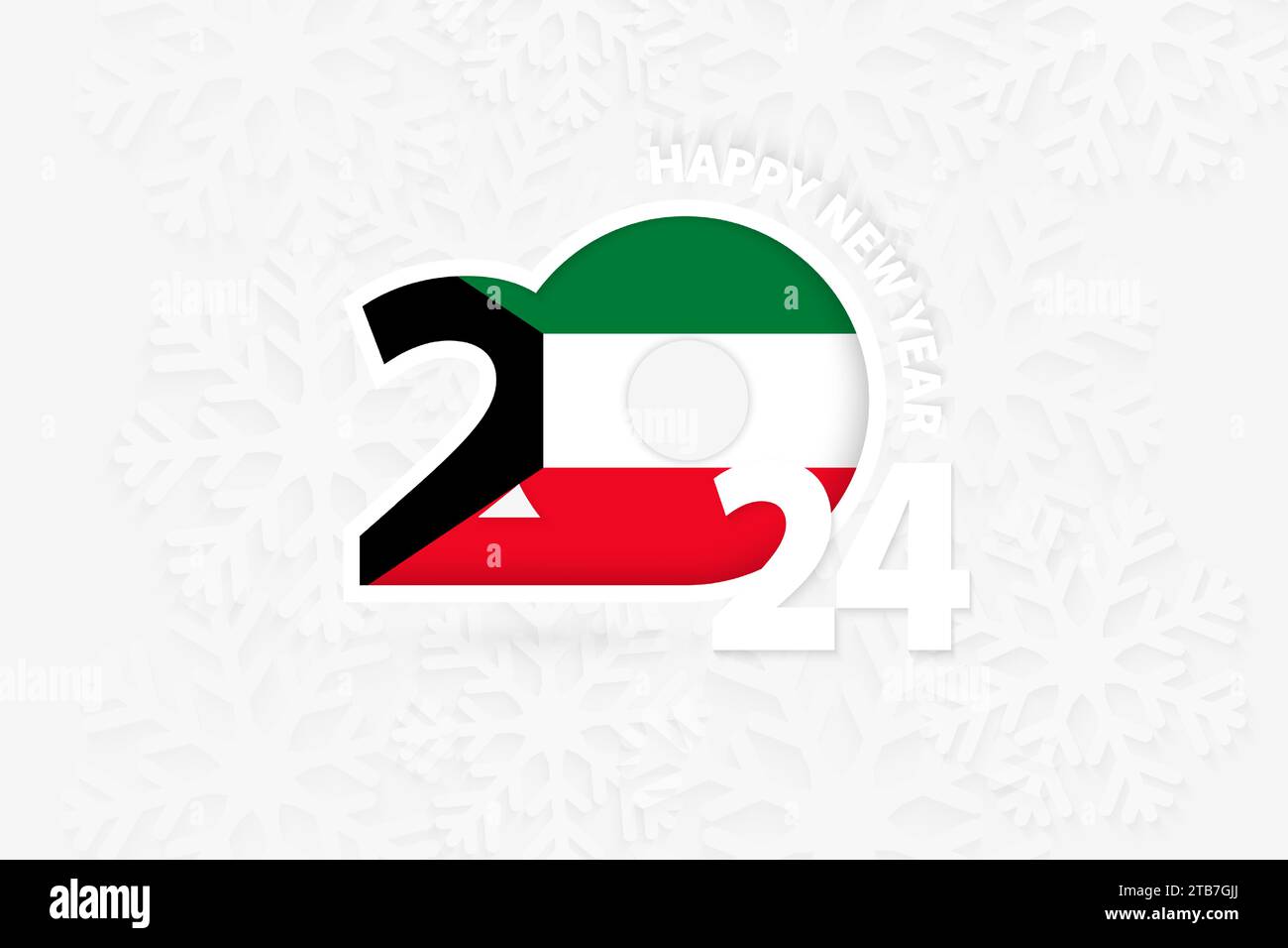 New Year 2024 for Kuwait on snowflake background. Greeting Kuwait with ...
