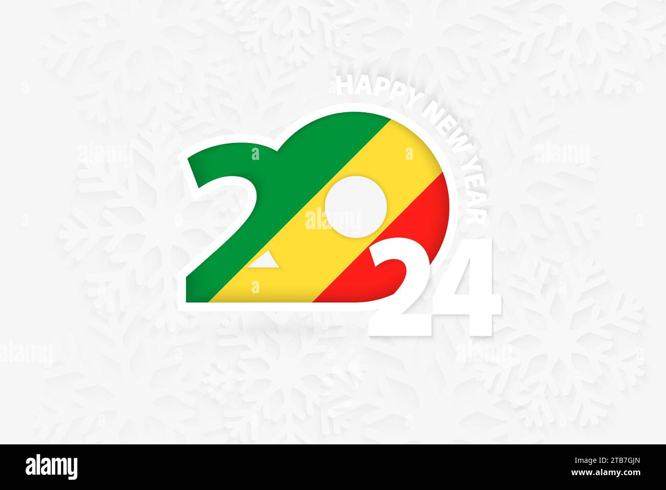 New Year 2024 for Congo on snowflake background. Greeting Congo with ...