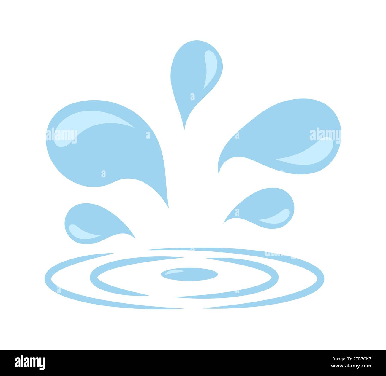 Water drops and puddles. Cartoon raindrops. Vector blue flat falling ...