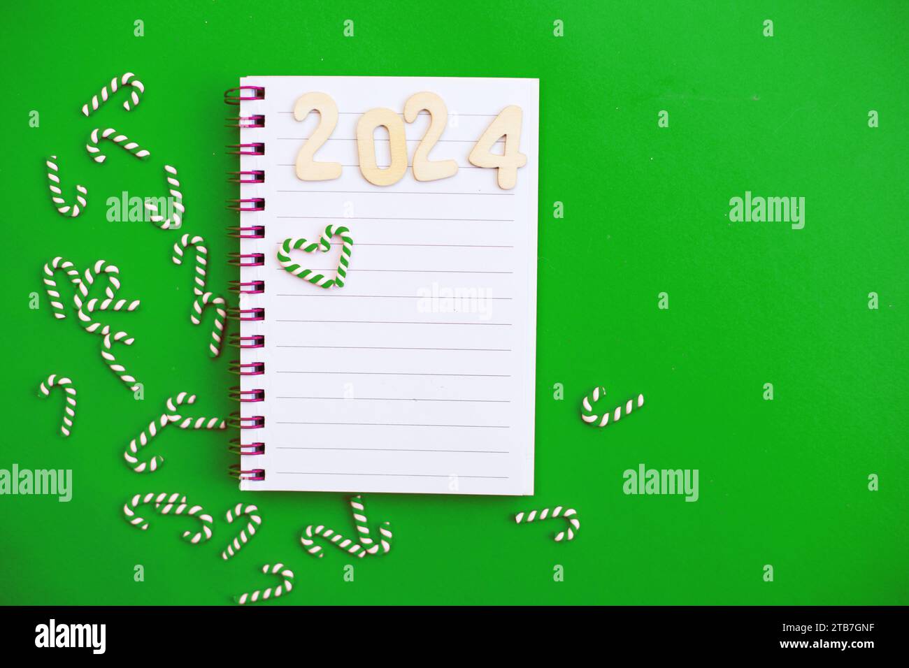 Top view of white paper blank notebook for writing wish list and ...