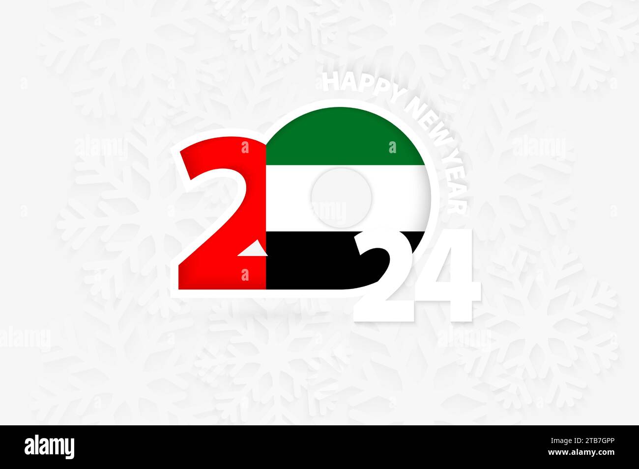 New Year 2024 for United Arab Emirates on snowflake background ...