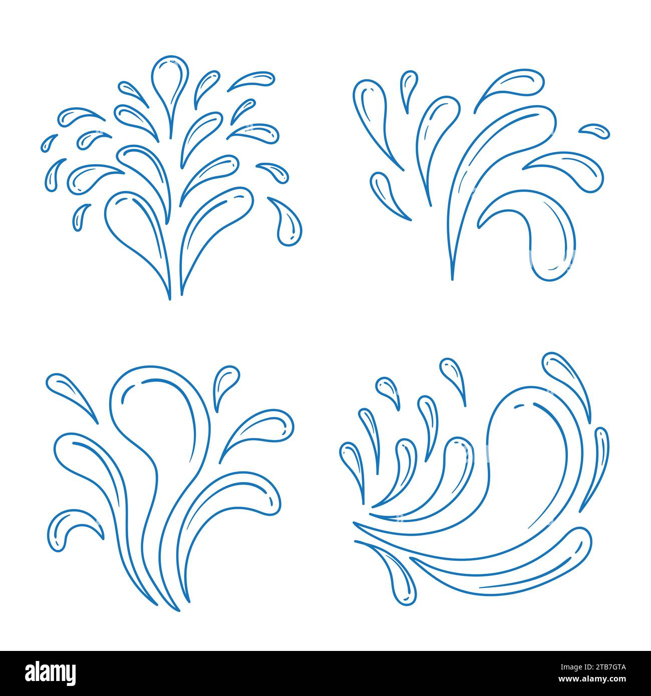 Water splashes line icons set vector illustration. Marine ripples and ...